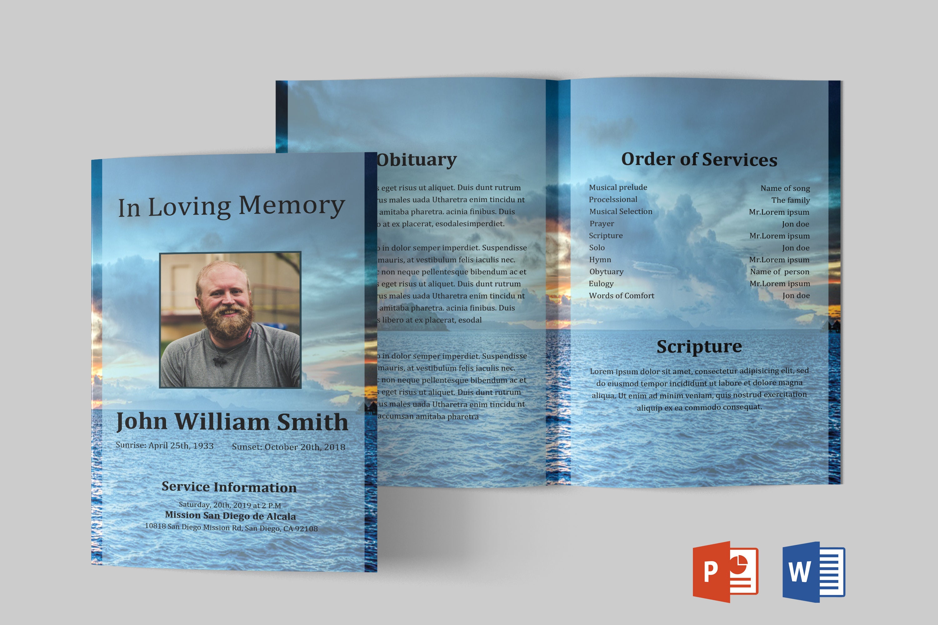 Sunset Funeral Program Template Funeral Program Template | Etsy Canada