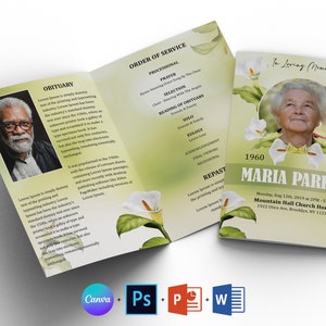 Greenery Funeral Program Template | Funeral Program Template Word ...