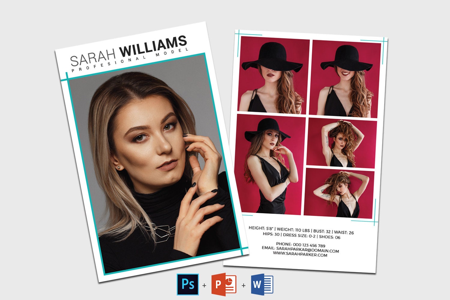 Modeling Comp Card Model Agency Zed Card Photoshop MS - Etsy