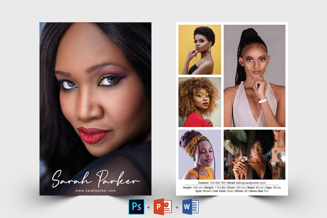 Modeling Comp Card Template | Model Agency Zed Card | Photoshop, MS ...