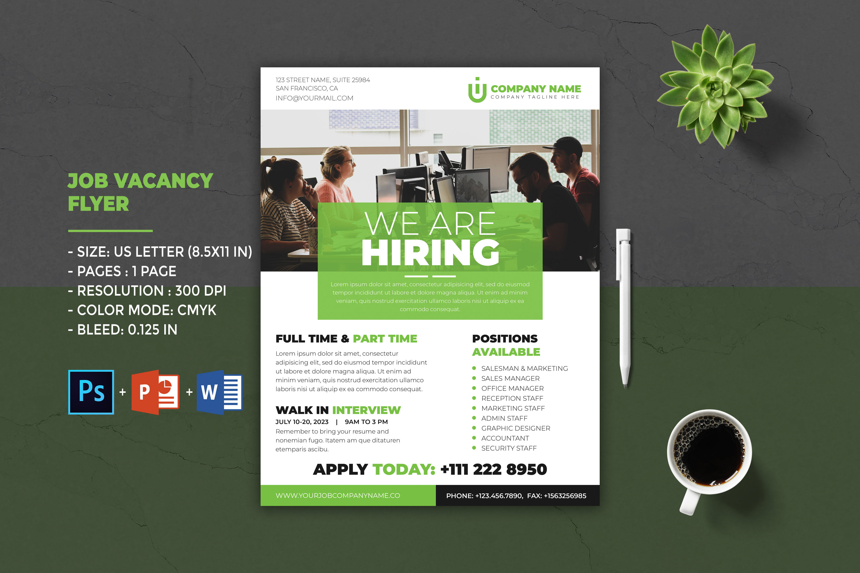 Job Vacancy Flyer Template: We Are Hiring (photoshop, MS Word) - Etsy