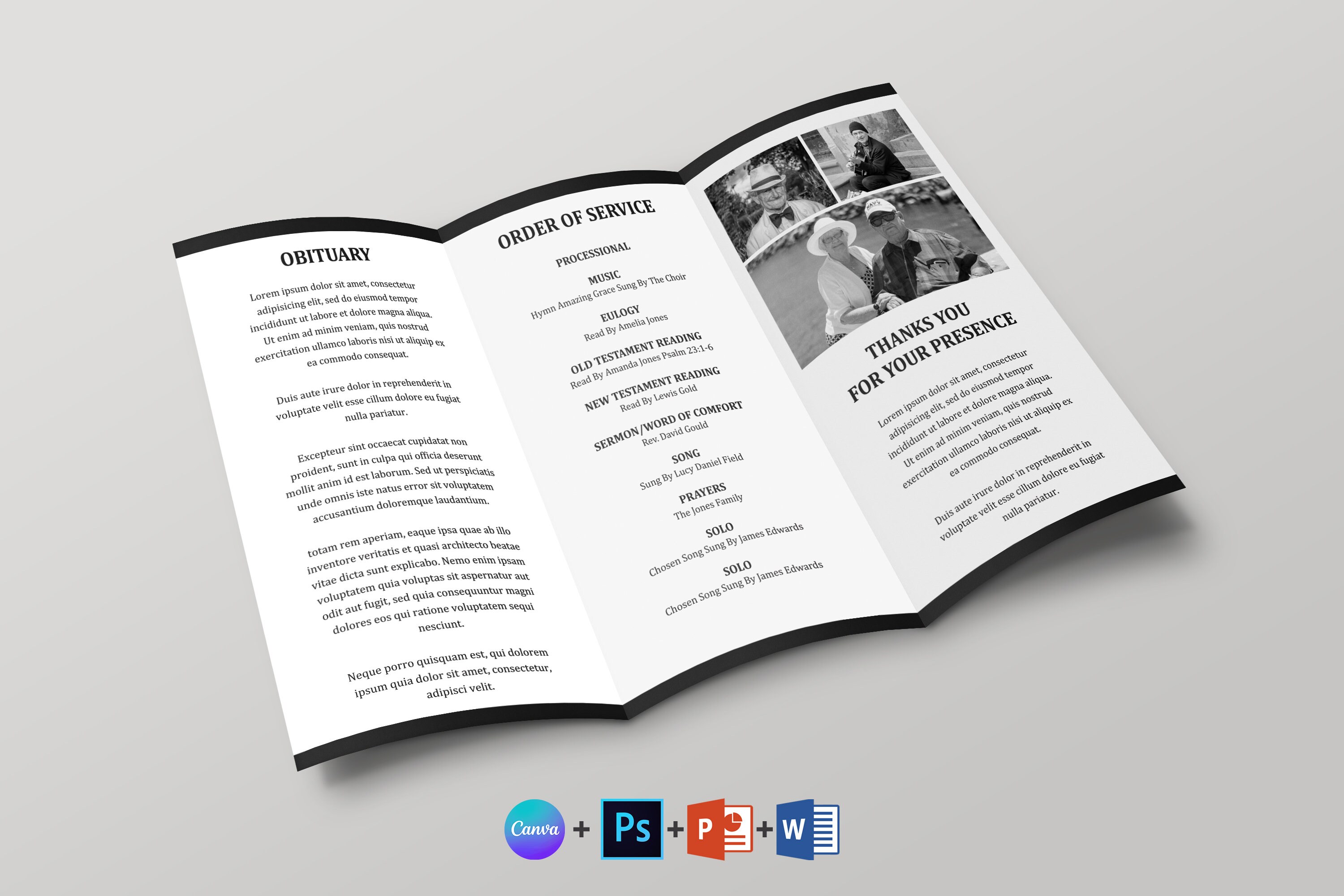 Trifold Funeral Program Template Funeral Program Template - Etsy