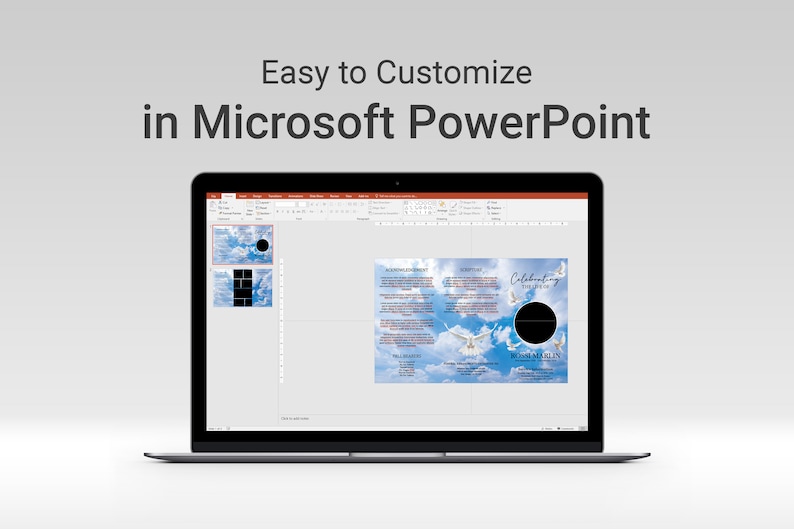 Blue Sky Dove Funeral Program Template | Trifold Memorial (canva, Word ...
