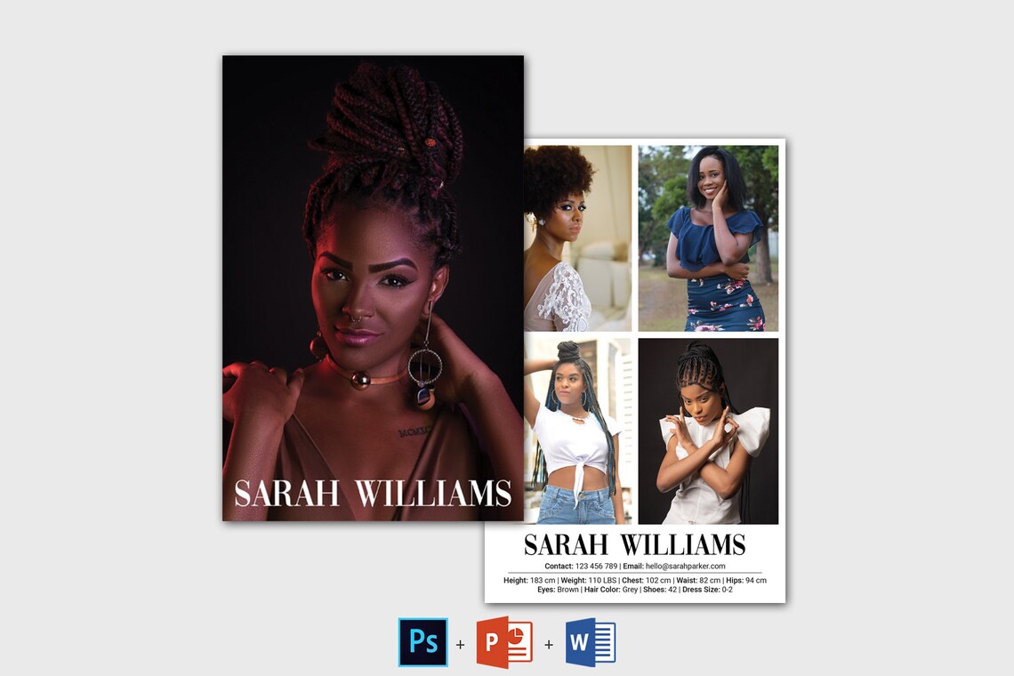 Modeling Comp Card Template Model Agency Zed Card - Etsy