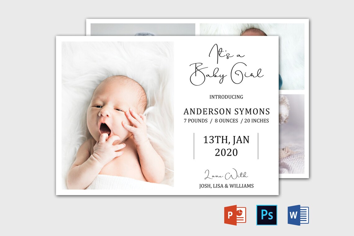 Birth Announcement Template Newborn Announcement template | Etsy