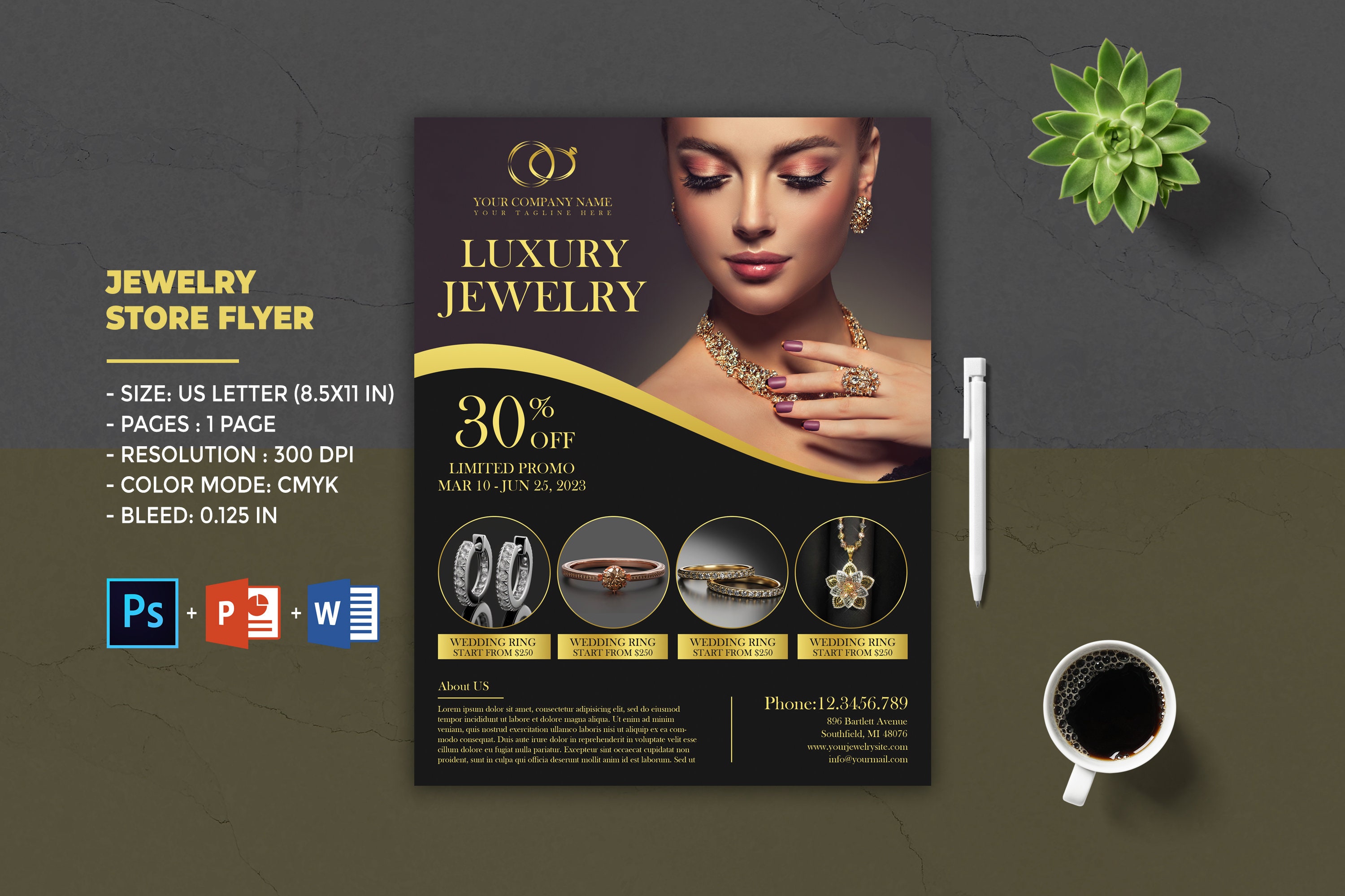 Jewelry Store Flyer Template Product Display Flyer Product Promotion MS ...