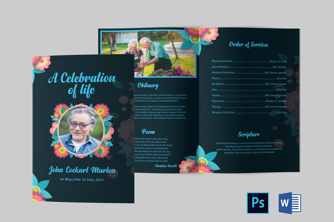 Funeral Program Template Funeral Program Template Word | Etsy