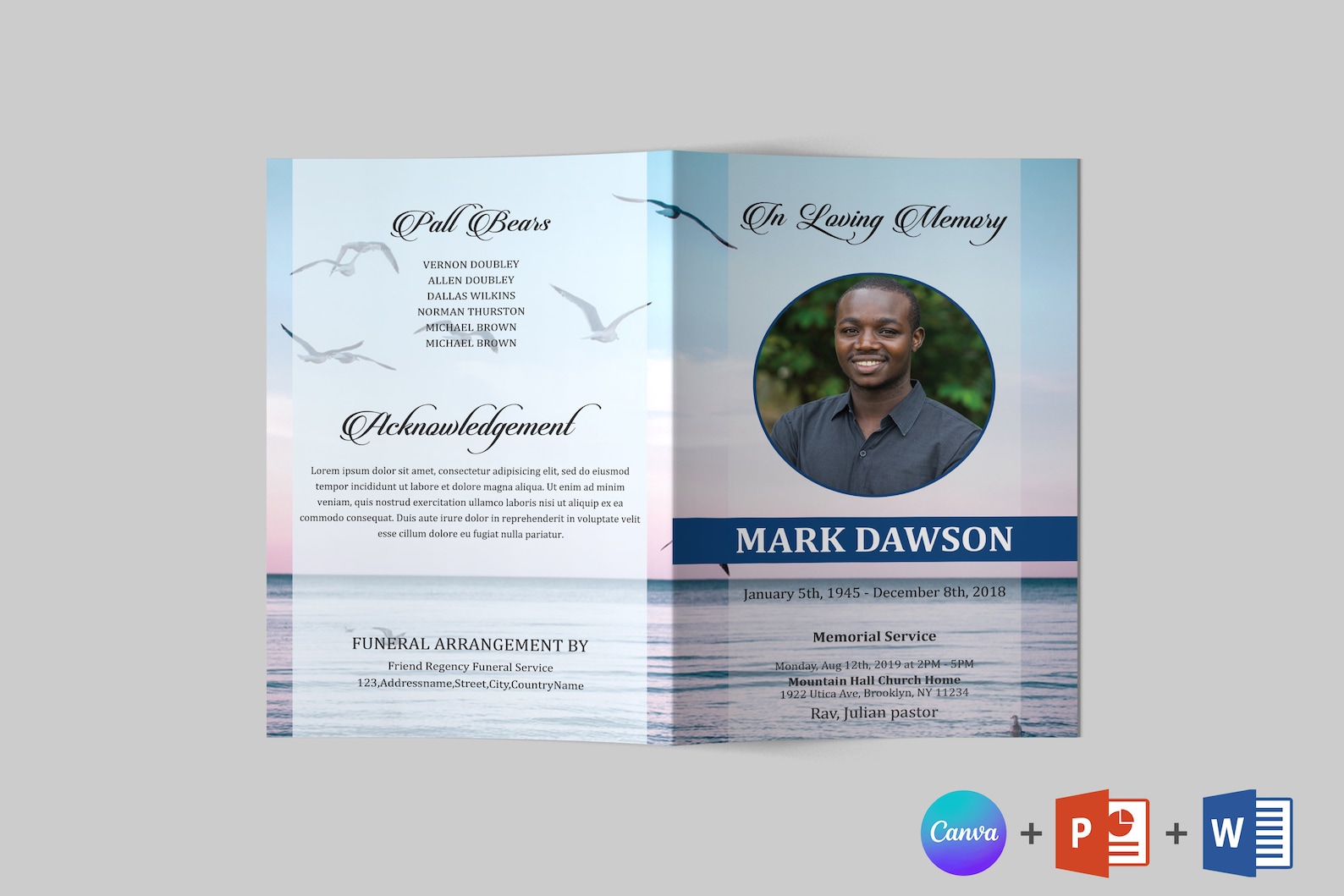 Ocean Funeral Program Template Funeral Program Template Word and ...
