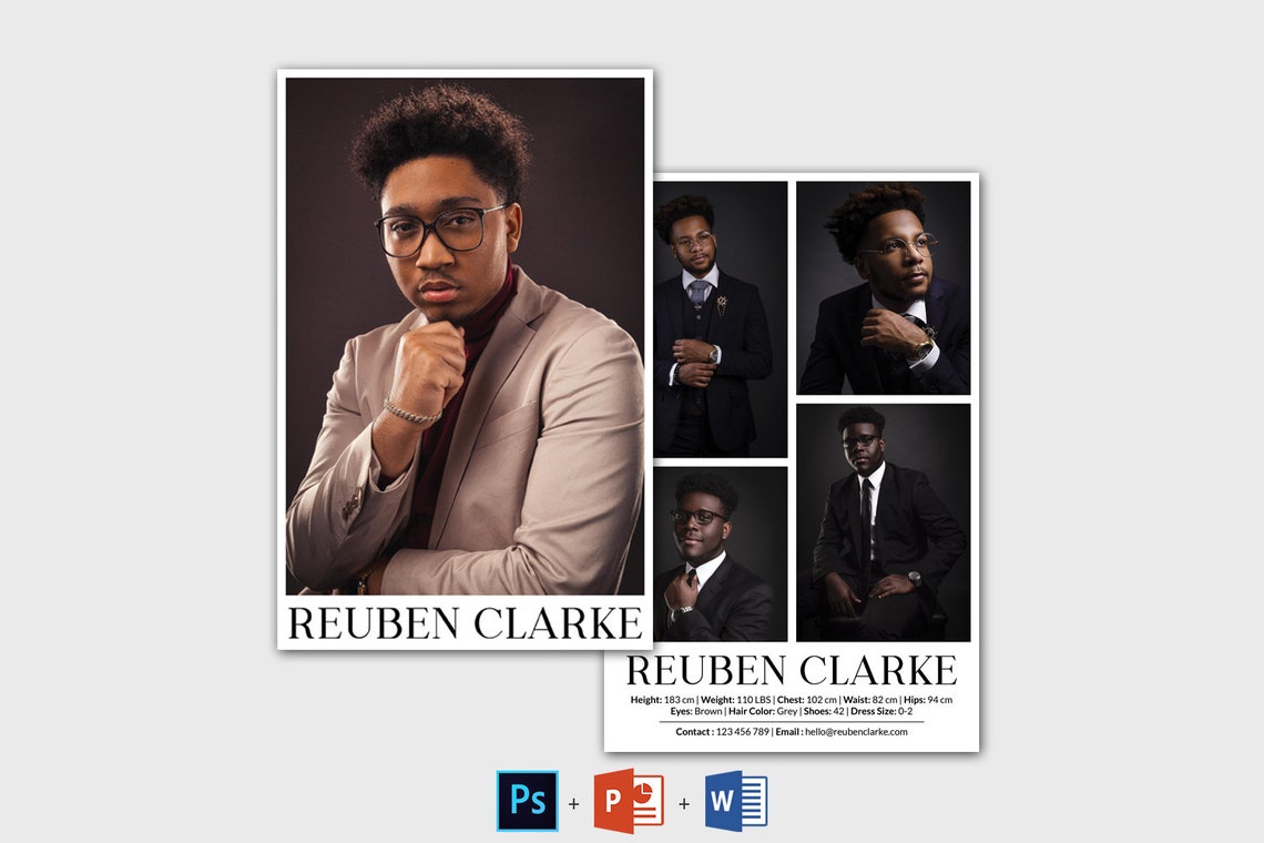 Modeling Comp Card Template Model Agency Zed Card - Etsy