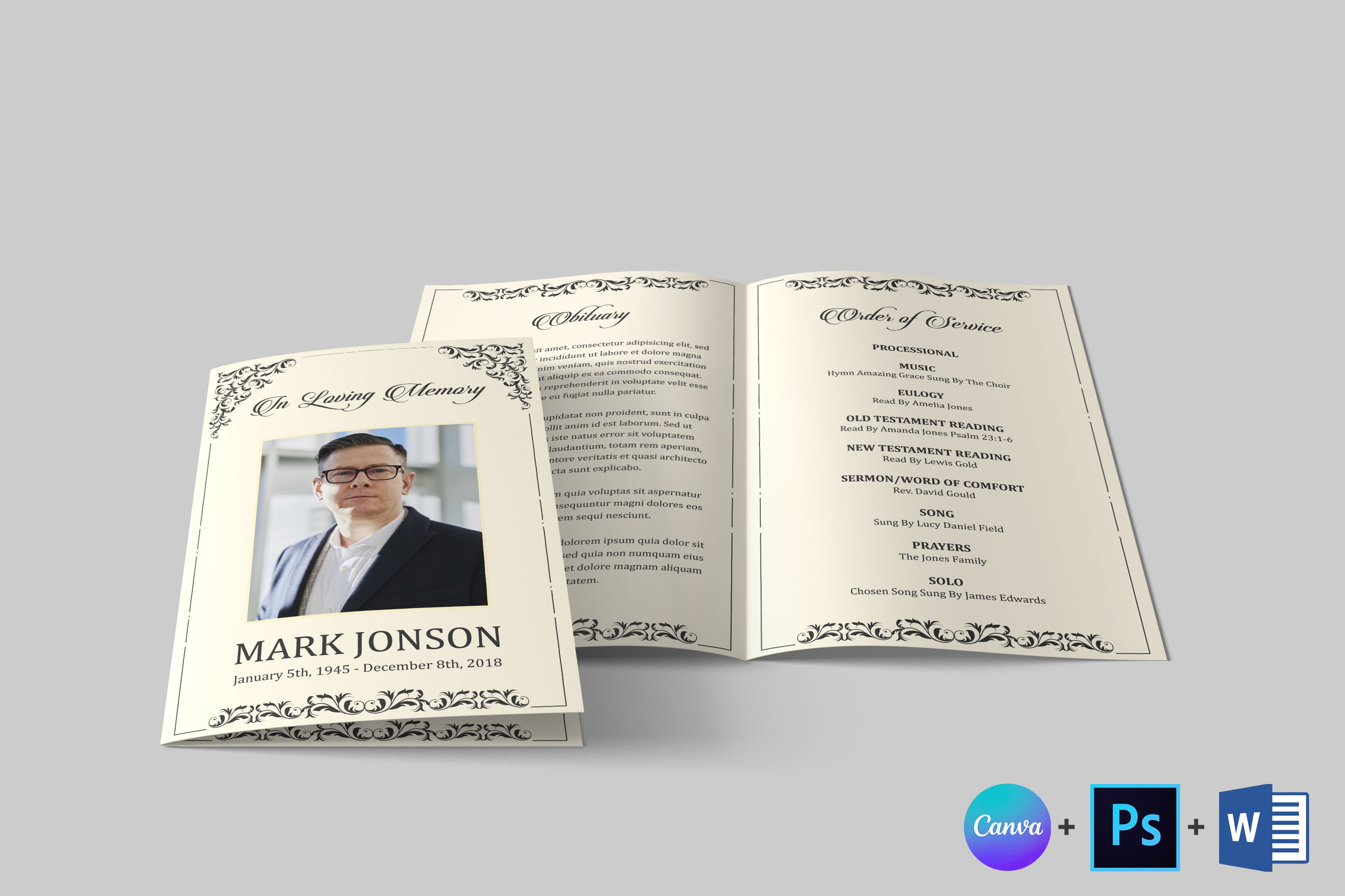 Funeral Program Template Funeral Program Template Word - Etsy