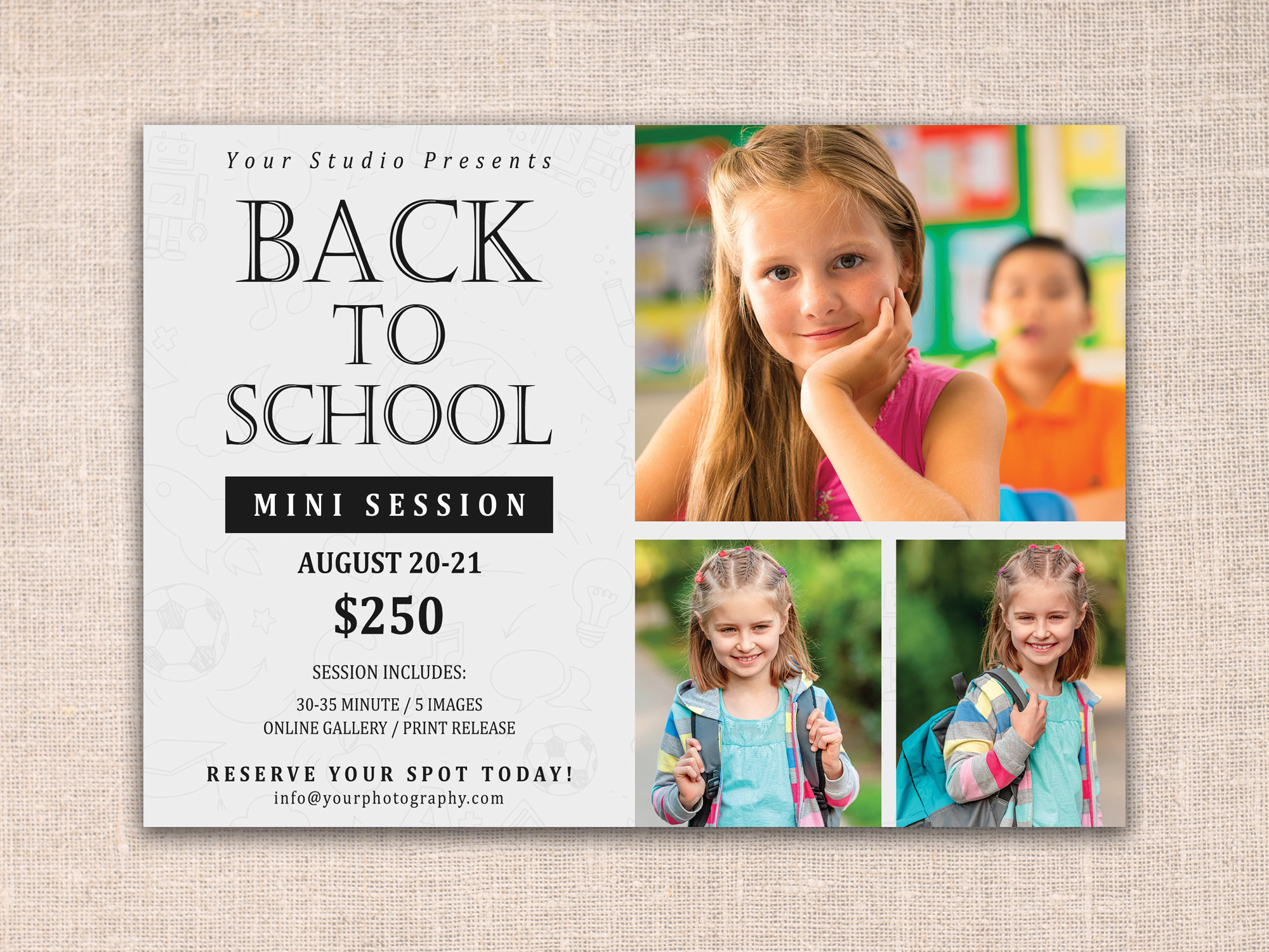 Back to School Mini Session Template Back to School Sessions School ...