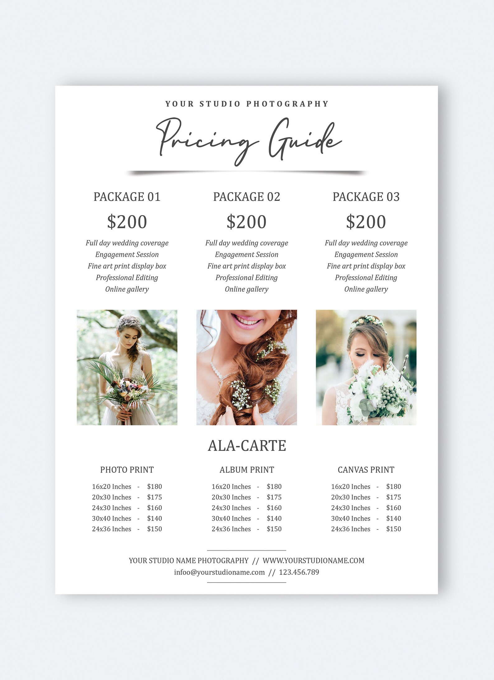 Photography Pricing Template Photography Price List Template - Etsy