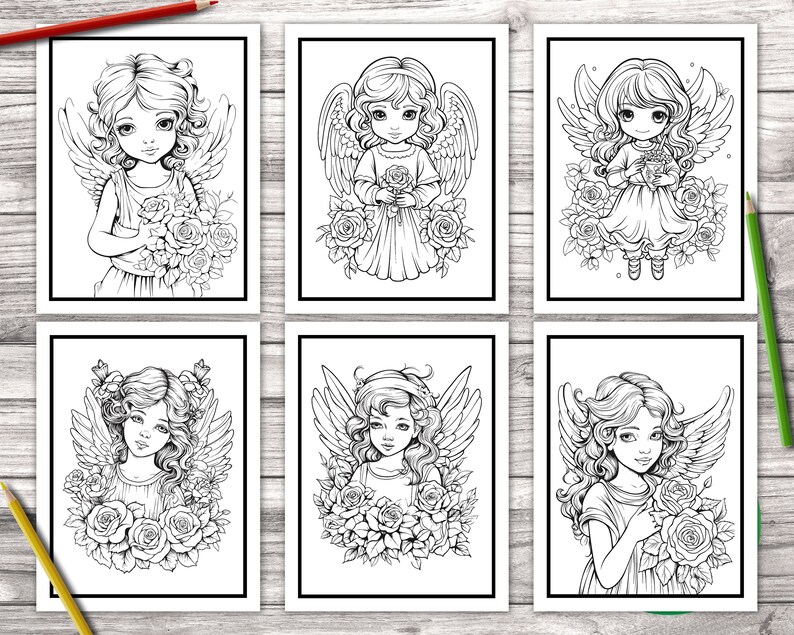 50 Angel Coloring Book for Kids and Adults Baby Angel Coloring Book ...