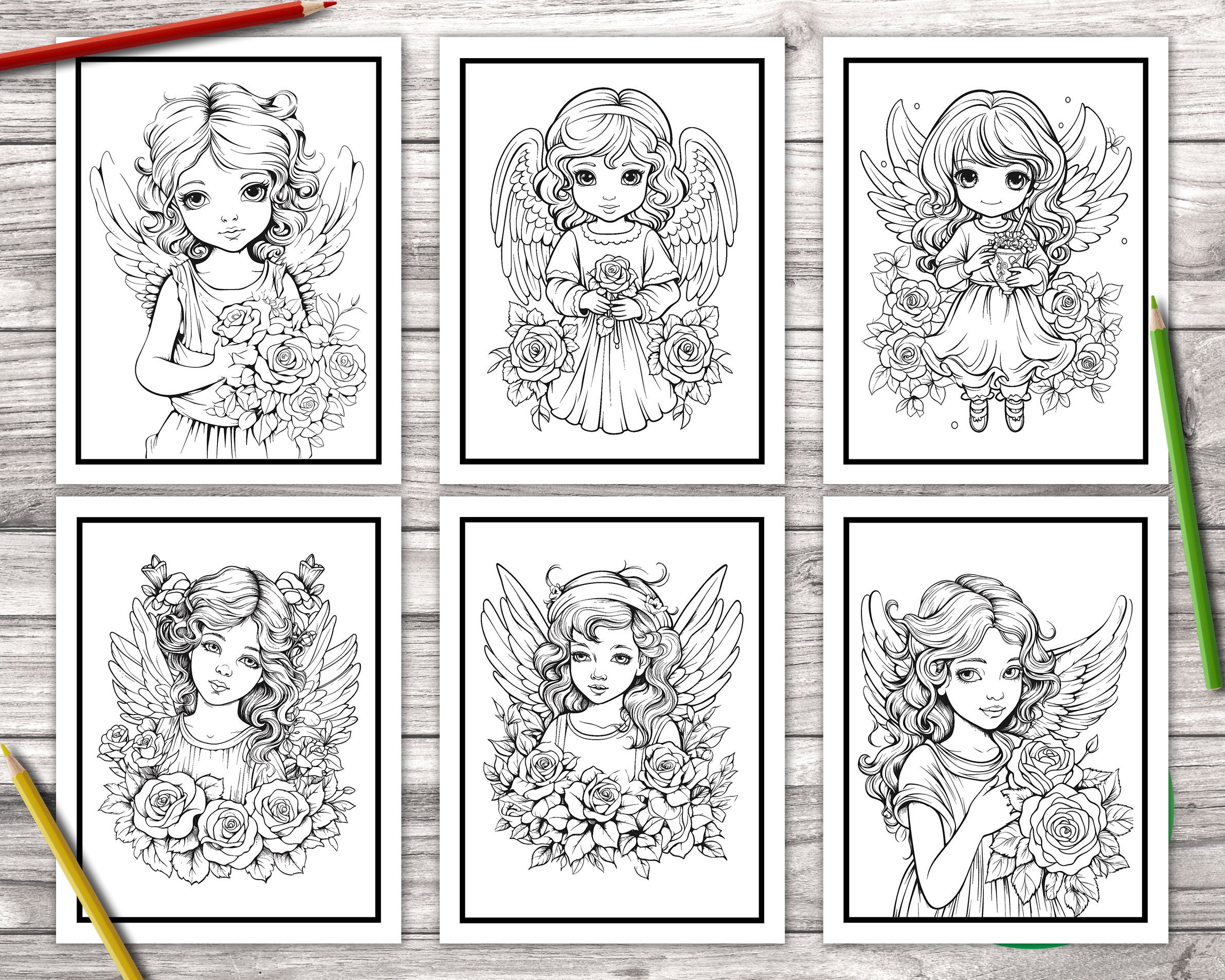 50 Angel Coloring Book for Kids and Adults Baby Angel Coloring Book ...