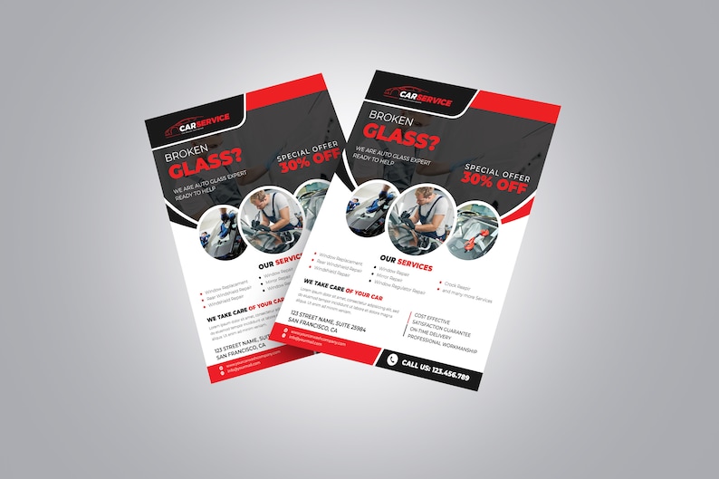 Auto Glass Repair Flyer Template: Photoshop & Canva (8.5x11 IN) - Etsy