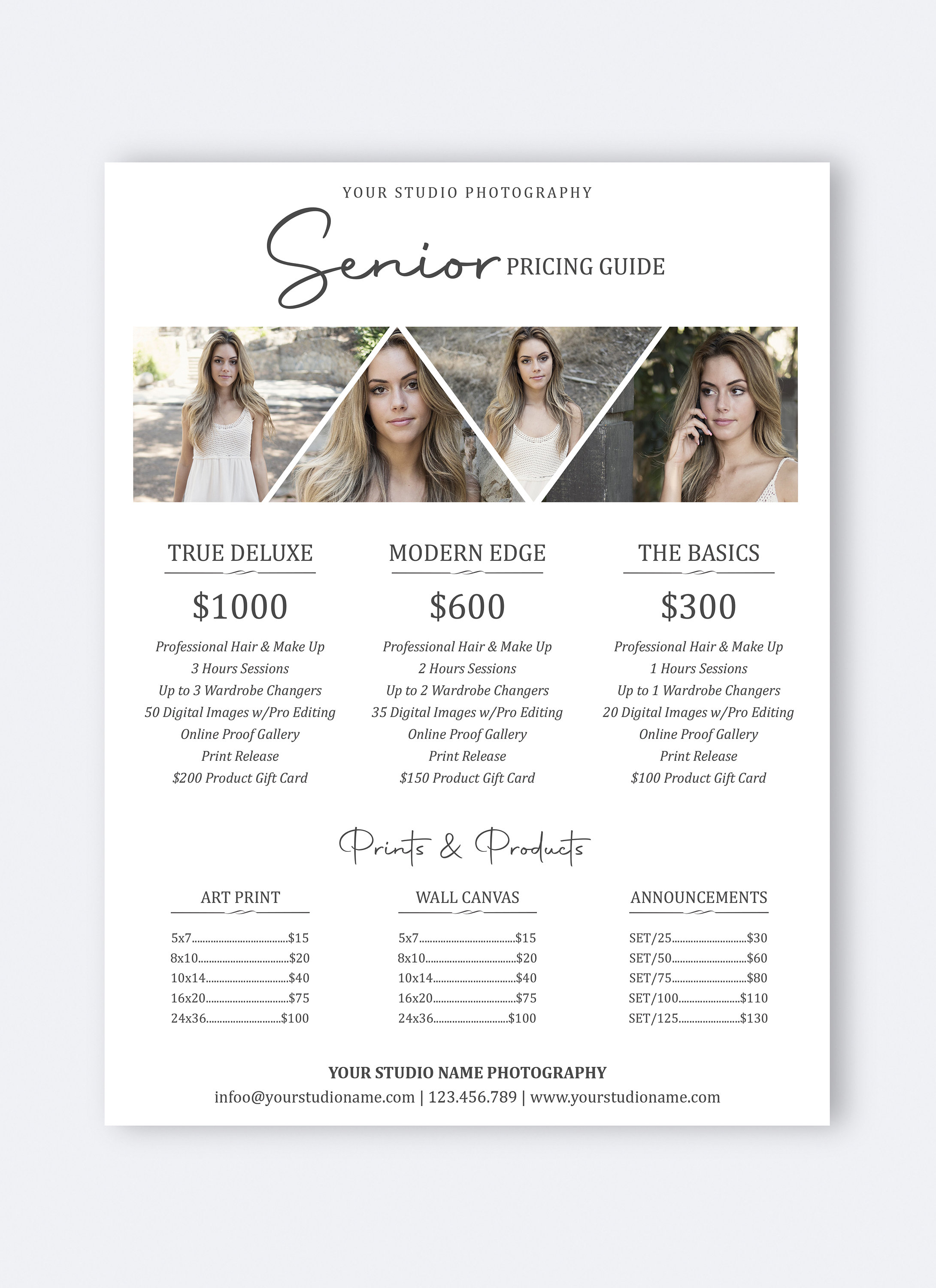 Senior Photography Pricing Guide Template: Photoshop (PSD) - Etsy