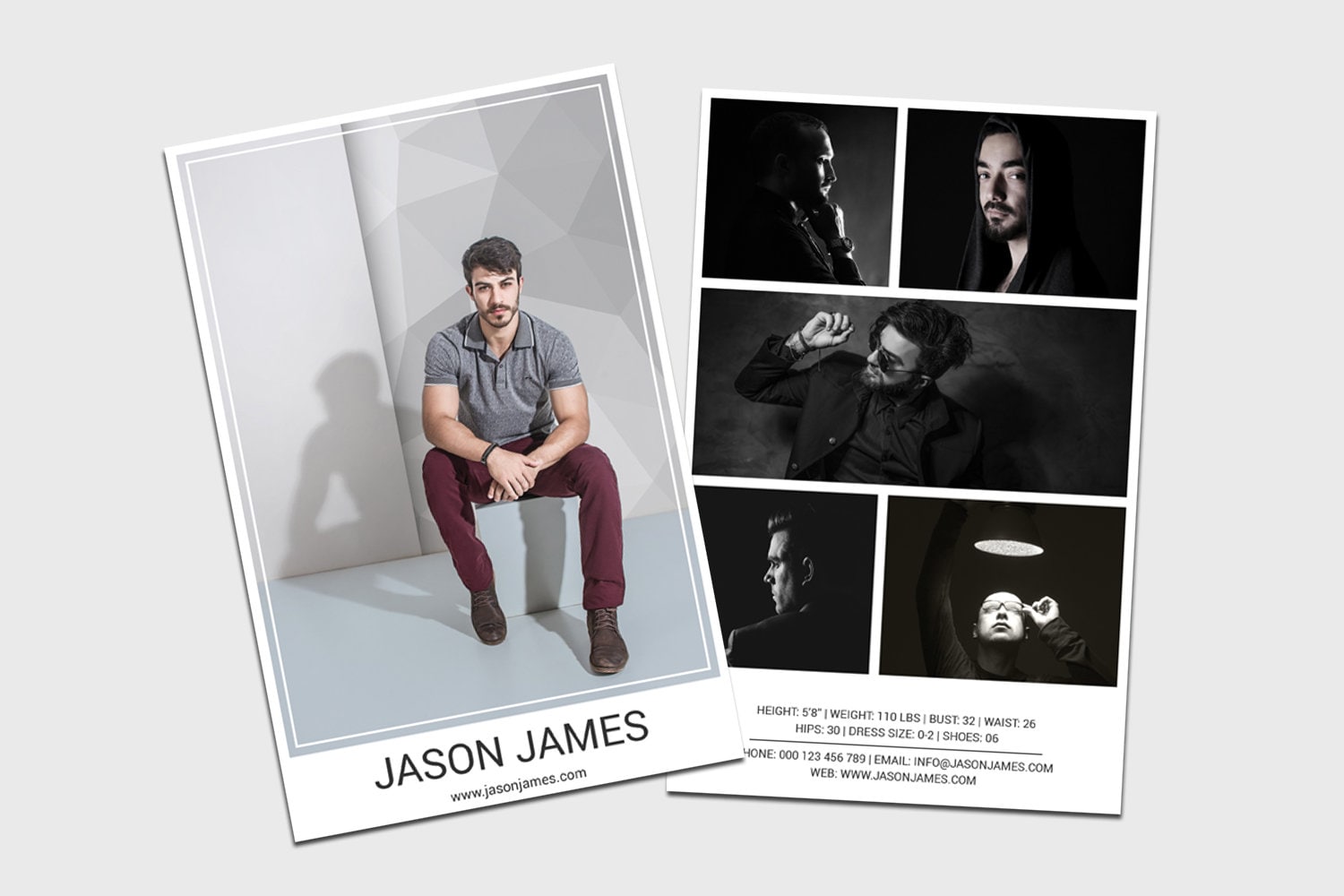 Modeling Comp Card Model Agency Zed Card Photoshop & MS Word Template ...