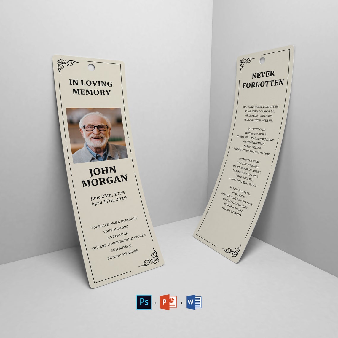 Funeral bookmark Template Memorial Bookmark Funeral | Etsy