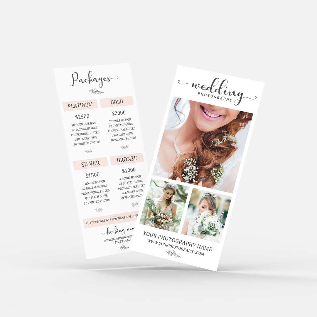Photography Rack Card Template, Photography Pricing Guide Template ...