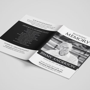 Black and White Funeral Program Template | Funeral Program Template ...