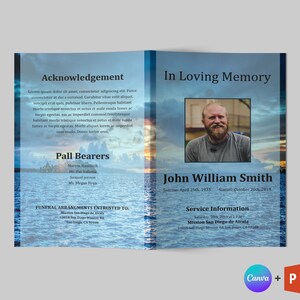 Sunset Funeral Program Template | Funeral Program Template Word and ...