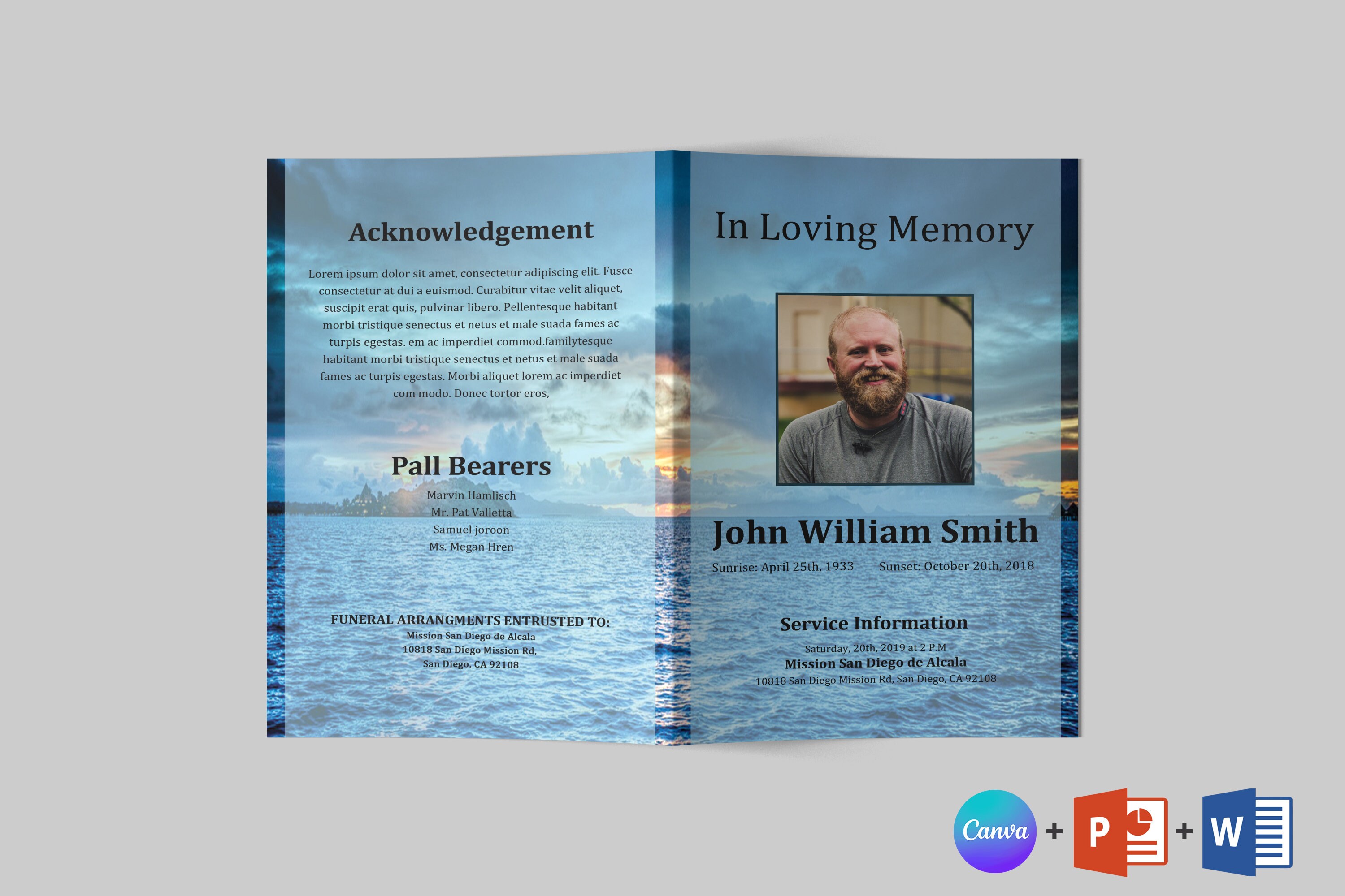 Sunset Funeral Program Template Funeral Program Template - Etsy Canada