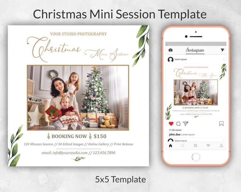Christmas Mini Session Template Christmas Minis Flyer Template Holiday ...