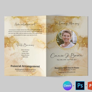 Golden Funeral Program Template | Funeral Program Template Word ...