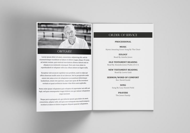 Black and White Funeral Program Template Funeral Program - Etsy