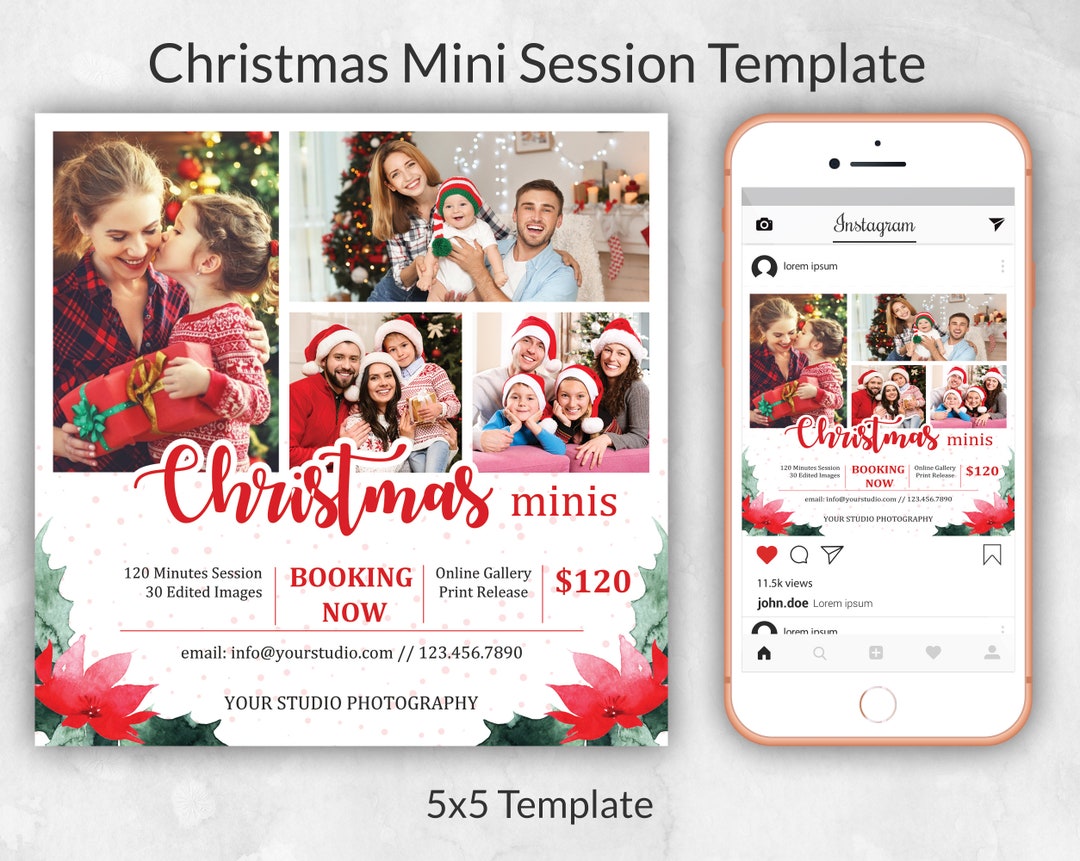Christmas Mini Session Template: Photography Marketing Board (PSD) - Etsy