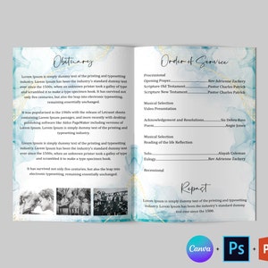 Turquoise Gold Funeral Program Template | Funeral Program Template Word ...