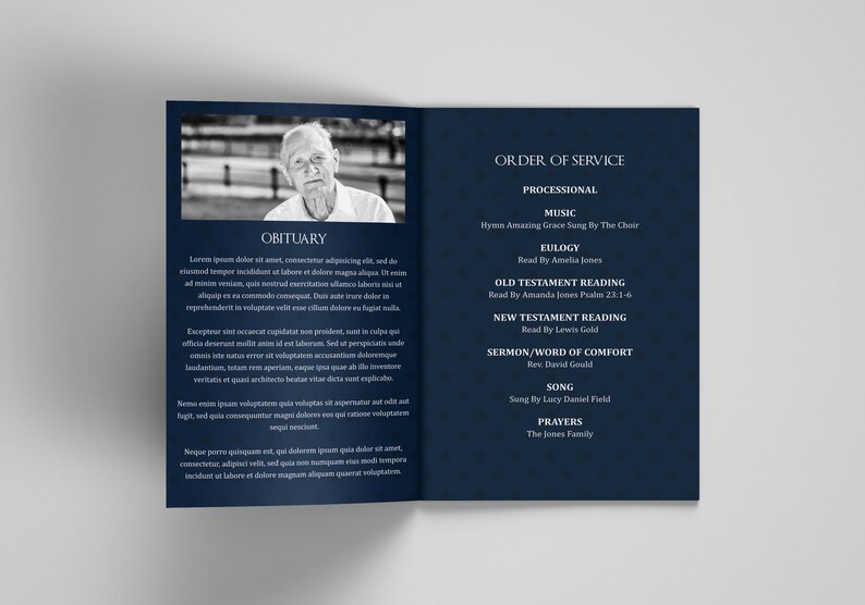 American Flag Military Veteran Navy Funeral Program Template - Etsy