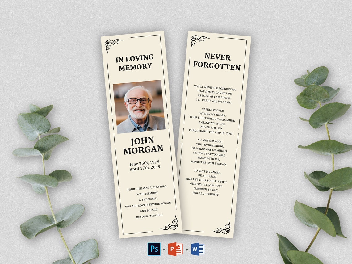 Modèle de signet funéraire Signets commémoratifs en anglais - Etsy Canada