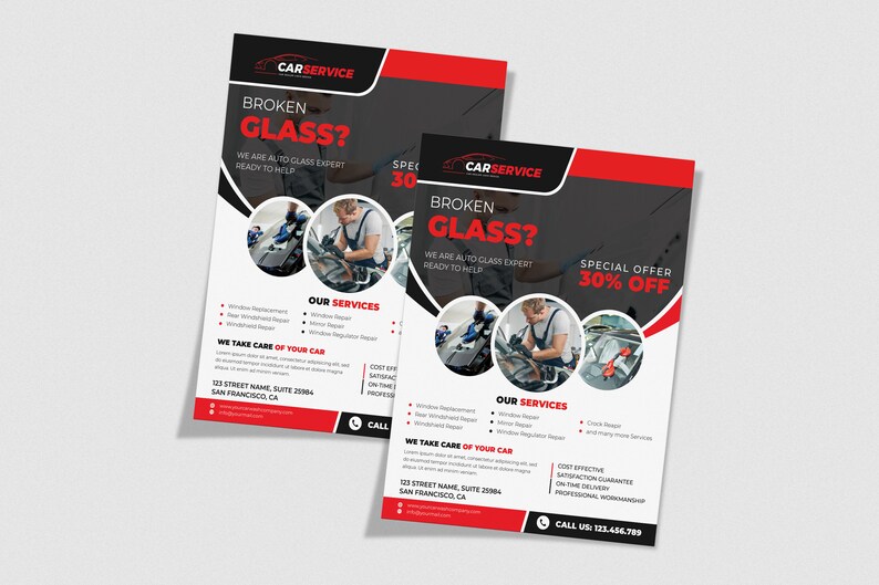 Auto Glass Repair Flyer Template: Photoshop & Canva (8.5x11 IN) - Etsy