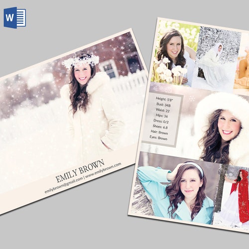 Modeling Comp Card Template Model Agency Zed Card - Etsy