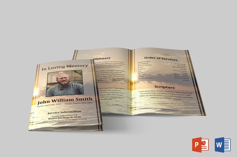 Sunset Funeral Program Template Funeral Program Template | Etsy
