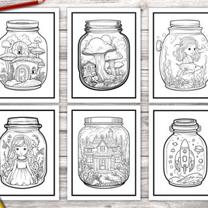 50 Life Inside Jar Coloring Book for Kids and Adults Cute Life Inside ...