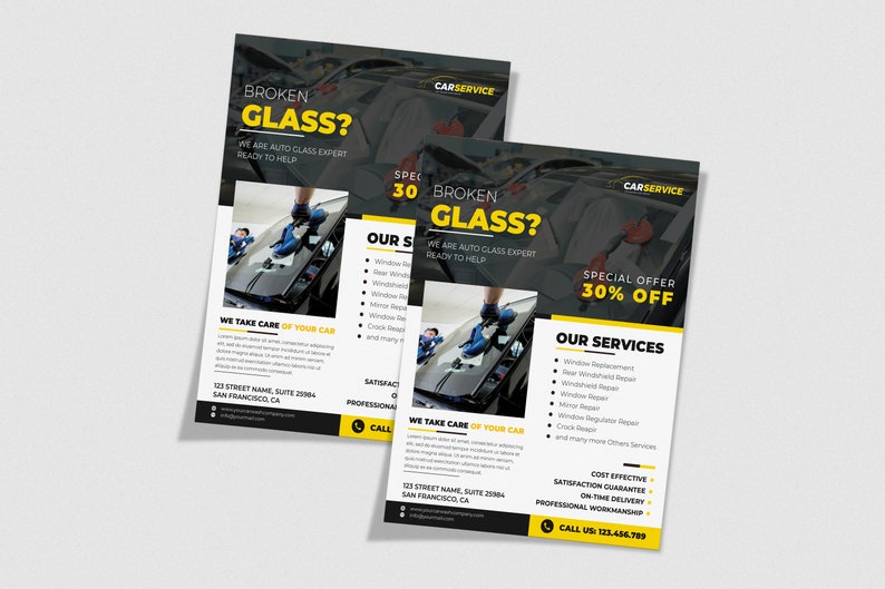 Auto Glass Service Flyer Template: Car Repair (photoshop, Canva) - Etsy