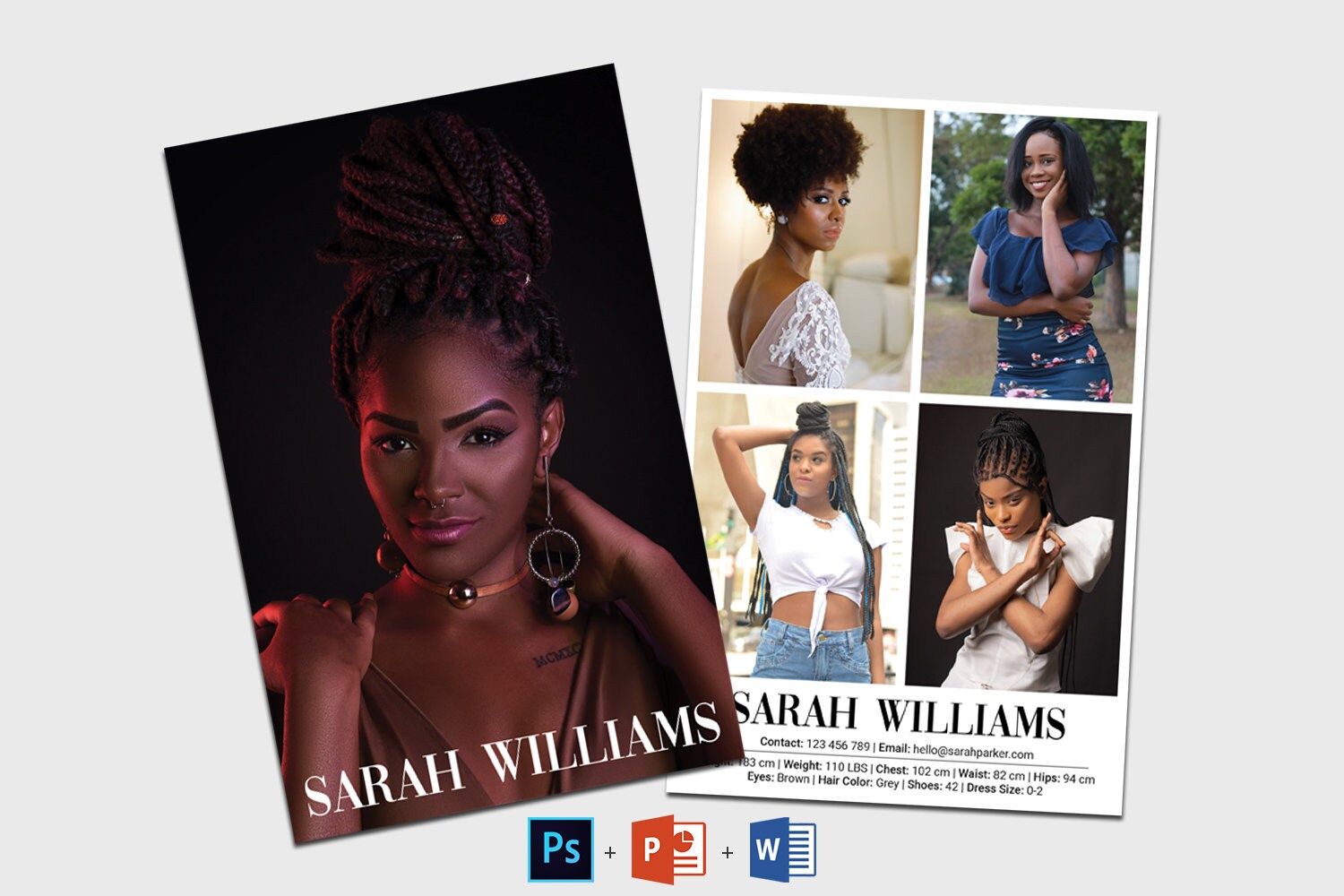 Modeling Comp Card Template Model Agency Zed Card - Etsy