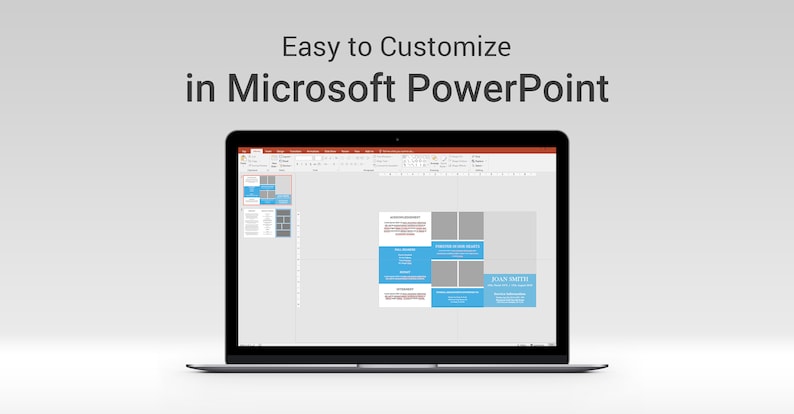 Blue Funeral Program Template: Printable Trifold Memorial Obituary ...
