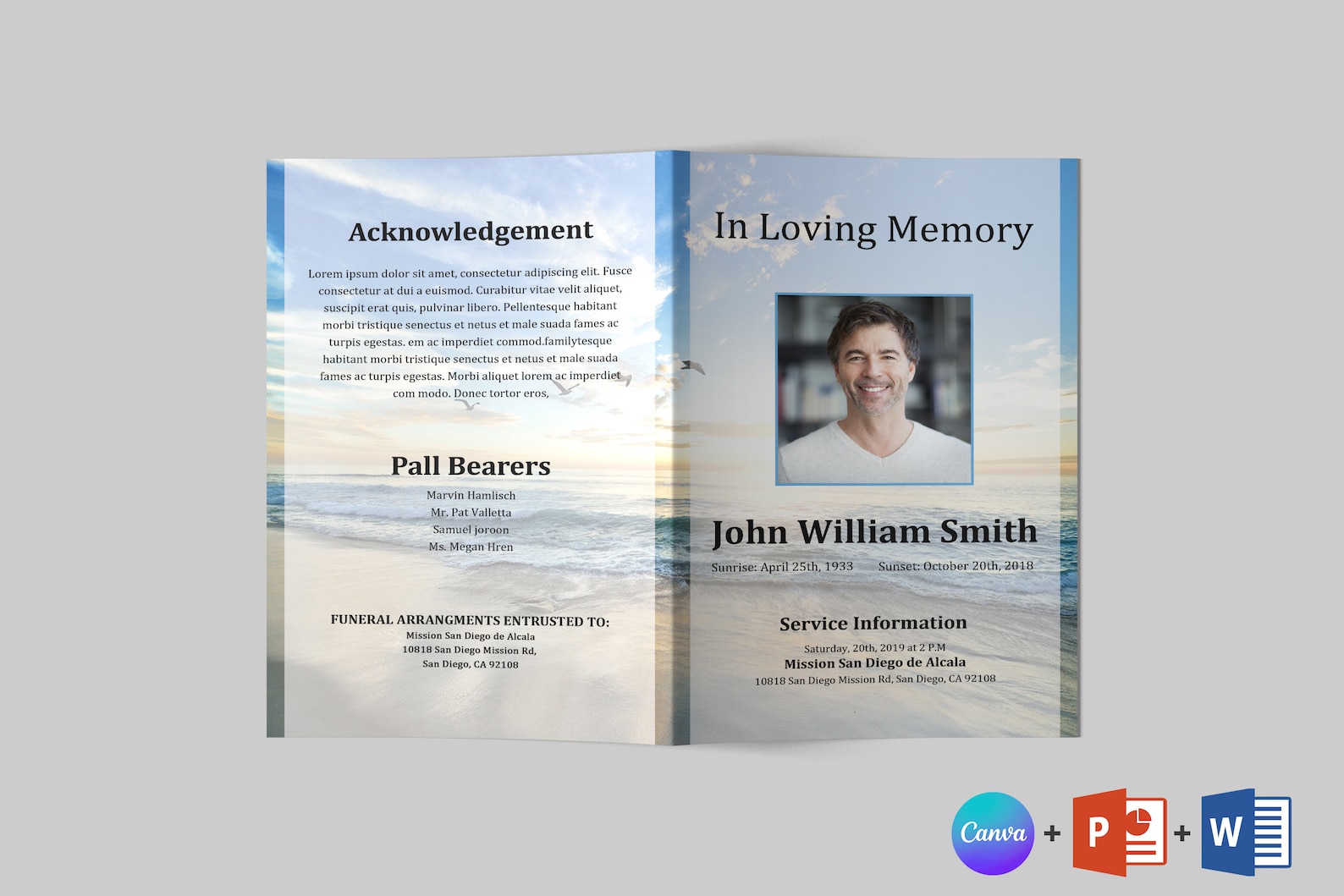 Ocean Funeral Program Template Funeral Program Template Word - Etsy