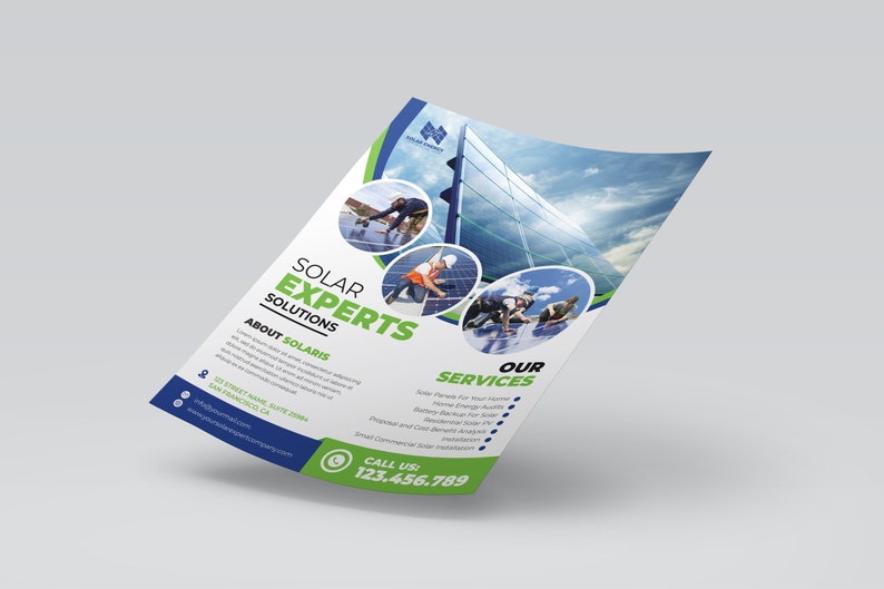 Solar Energy Flyer Template: Green Energy Solutions (photoshop, Canva ...