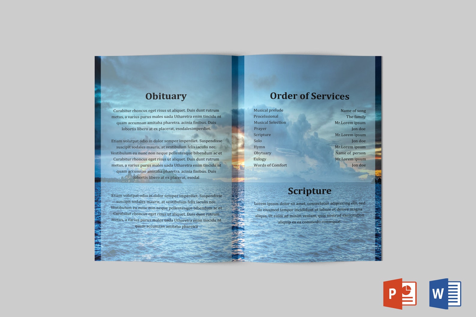 Sunset Funeral Program Template Funeral Program Template | Etsy Canada