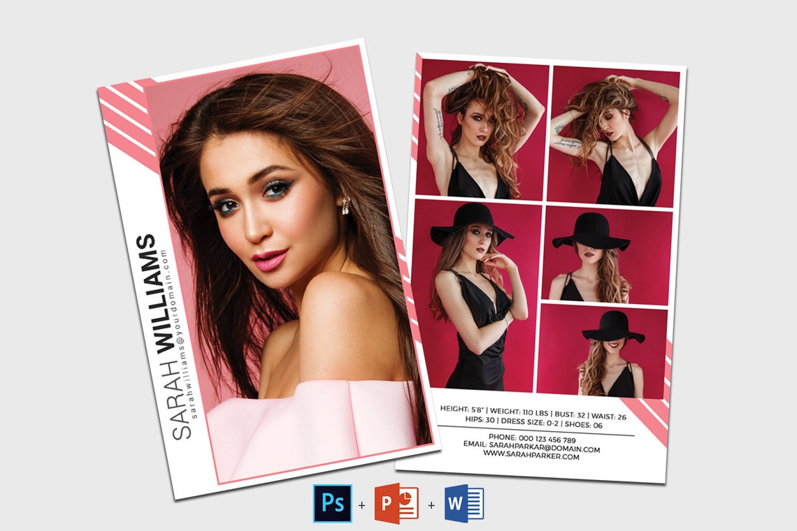 Modeling Comp Card Model Agency Zed Card Photoshop MS - Etsy