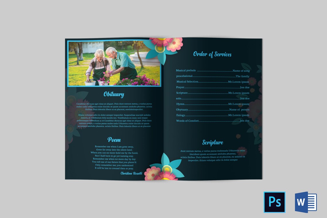 Funeral Program Template Funeral Program Template Word | Etsy