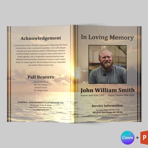 Sunset Funeral Program Template | Funeral Program Template Word and ...