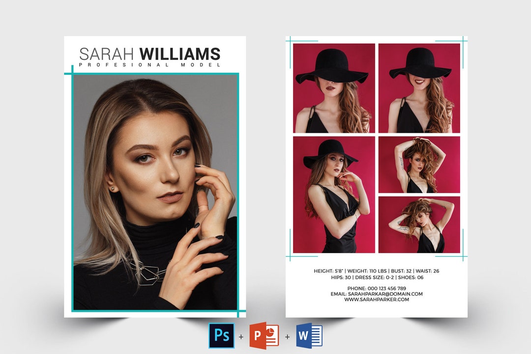 Modeling Comp Card | Model Agency Zed Card | Photoshop, MS Word and MS ...