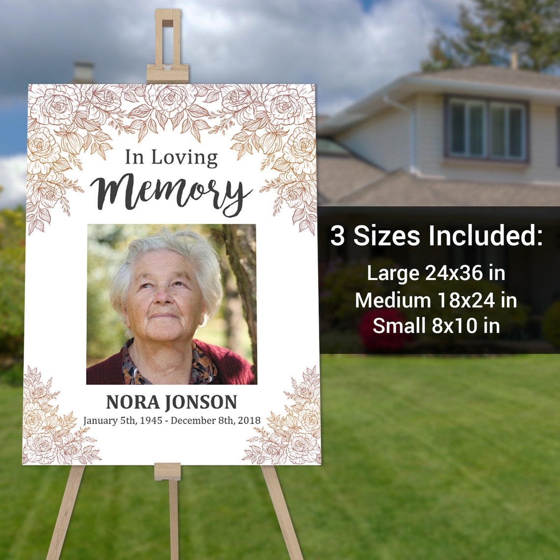 Rose Gold Funeral Photo Sign Template Celebration of Life - Etsy
