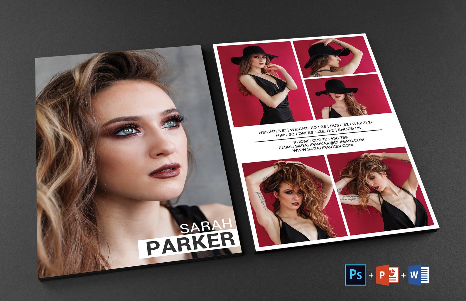 Modeling Comp Card Model Agency Zed Card Photoshop MS - Etsy