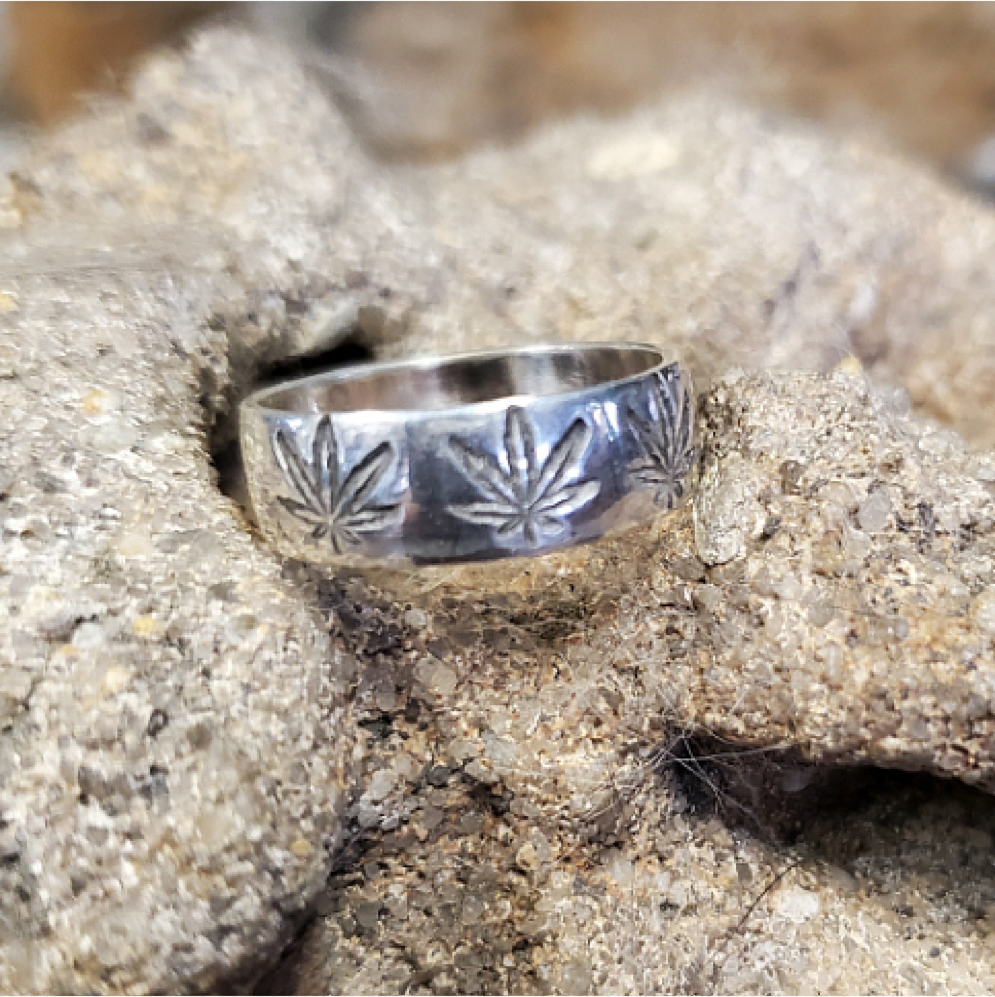 Sterling Silver Marijuana Leaf Bands 6mm Wide Are Handmade by - Etsy